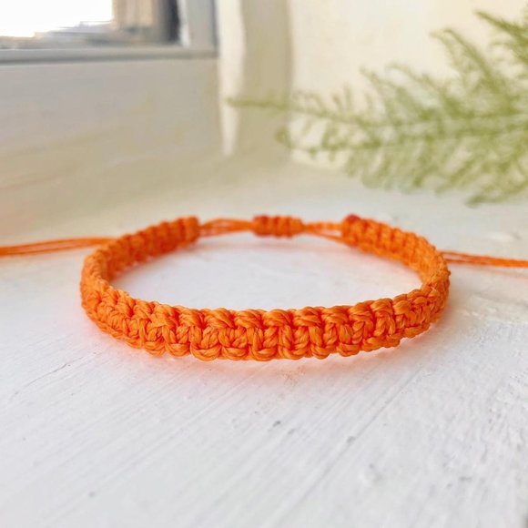 Hand Crafted | Jewelry | Summer Orange Squareknot Macrame Bracelet ...